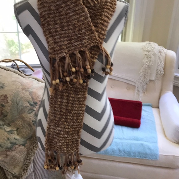 handknit | Accessories | Pretty Three Color Ribbon Knit Brown Tone ...